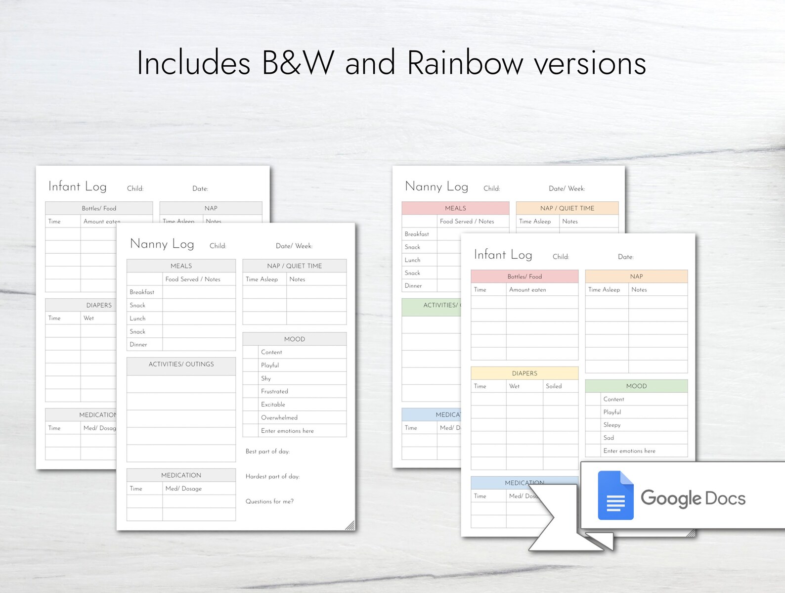 Nanny Notes/ Nanny Log/ Editable Template/ Daycare Report/ - Etsy