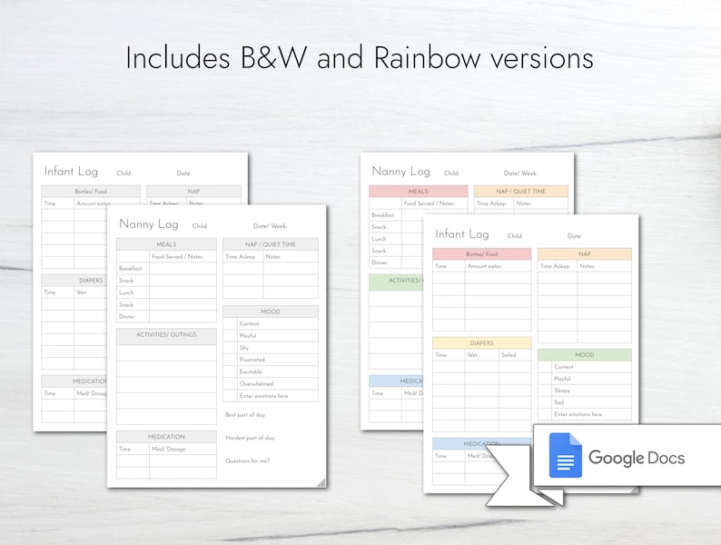 Nanny Notes/ Nanny Log/ Editable Template/ Daycare Report/ Childcare ...