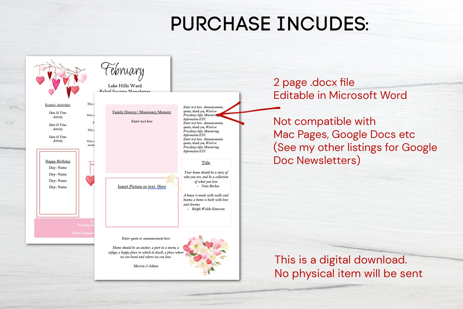 Editable February Newsletter Template/ MS Word Newsletter Template ...