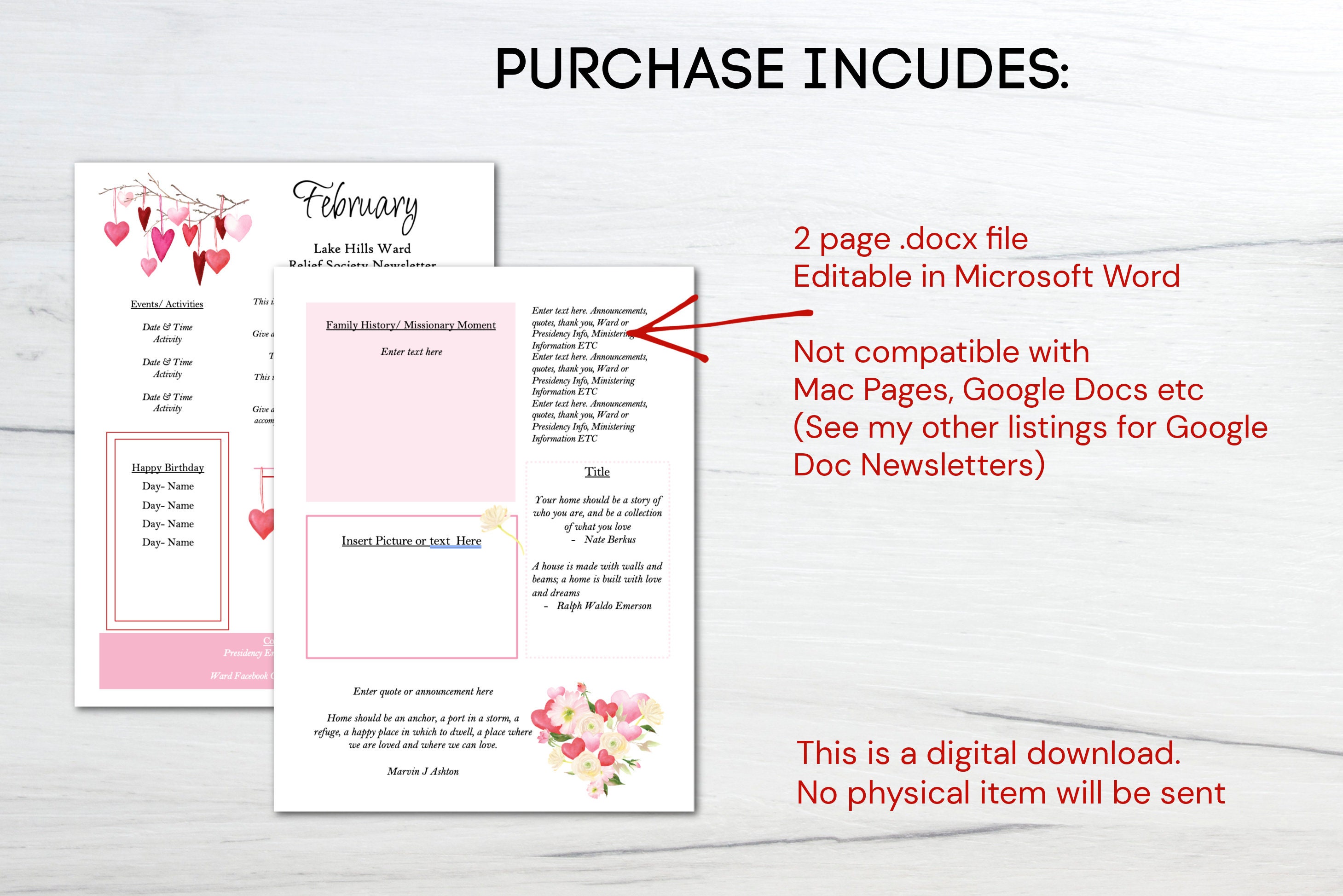 Editable February Newsletter Template/ MS Word Newsletter - Etsy