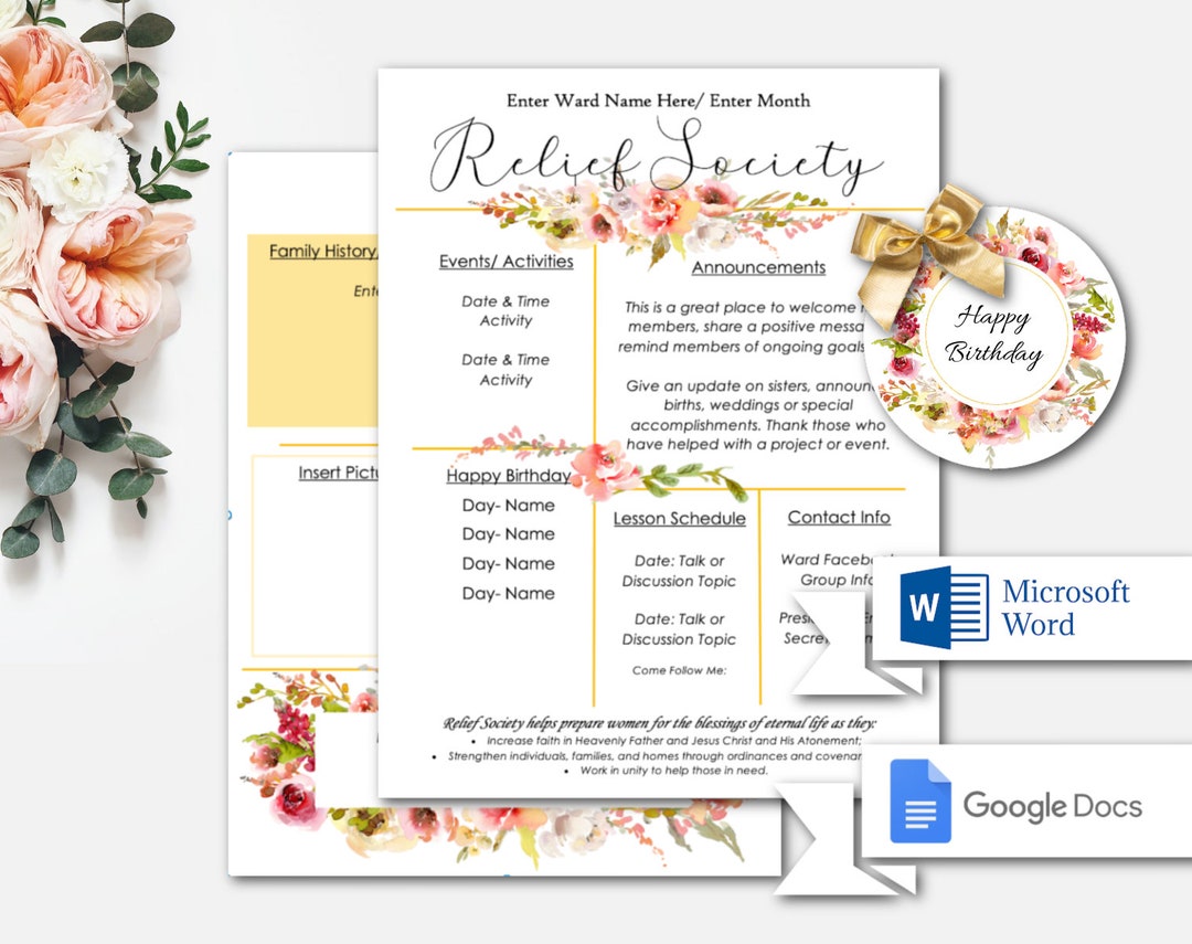 Editable Relief Society Newsletter/ 2023 Newsletter/ Come Follow Me ...