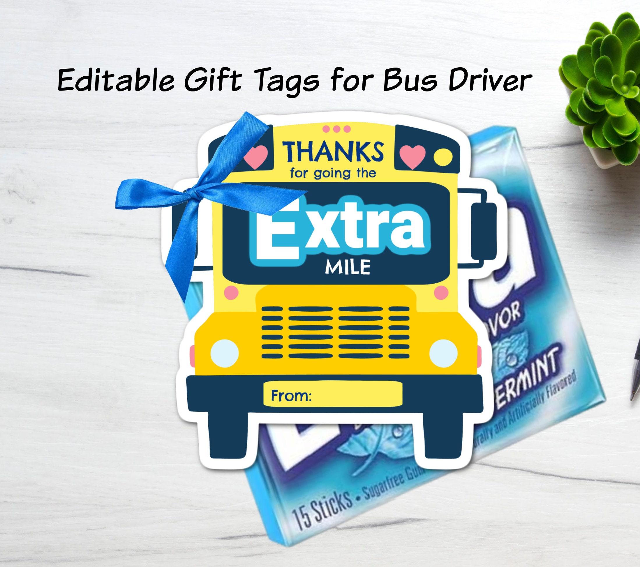 Bus Driver Thank You / Bus Driver Appreciation Tag/ Thank You Note ...