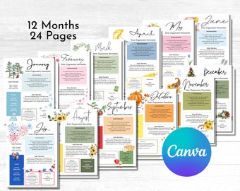 Monthly Newsletter Bundle/ Full Year Editable Newsletter Template ...