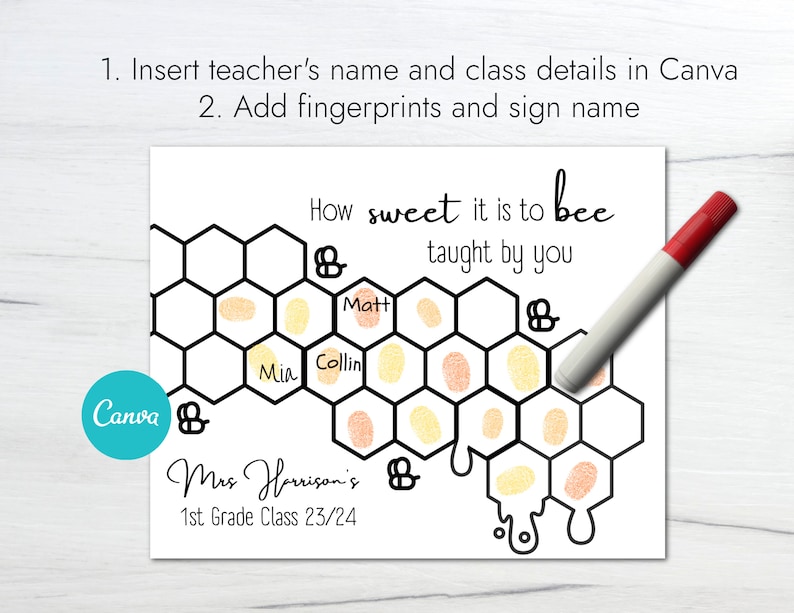 Teacher Appreciation Gift From Class Fingerprint Teacher - Etsy