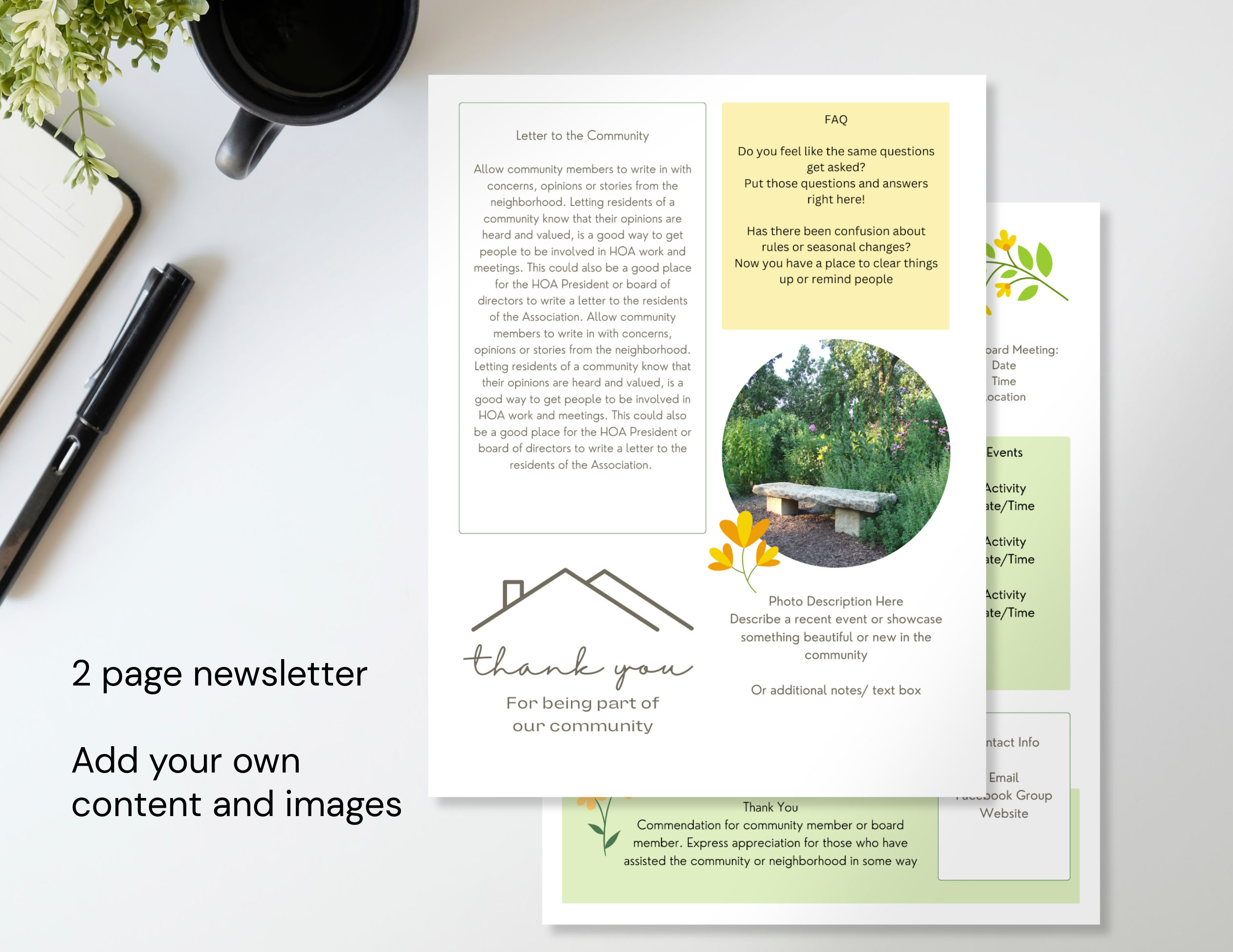 HOA Newsletter/ Neighborhood Newsletter/ Editable Newsletter Template ...
