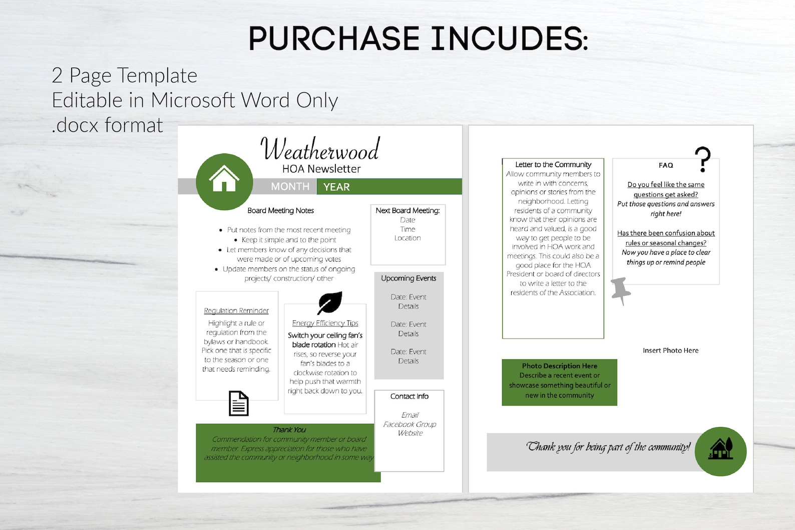 HOA Newsletter/ Neighborhood Newsletter/ Editable Newsletter Template ...