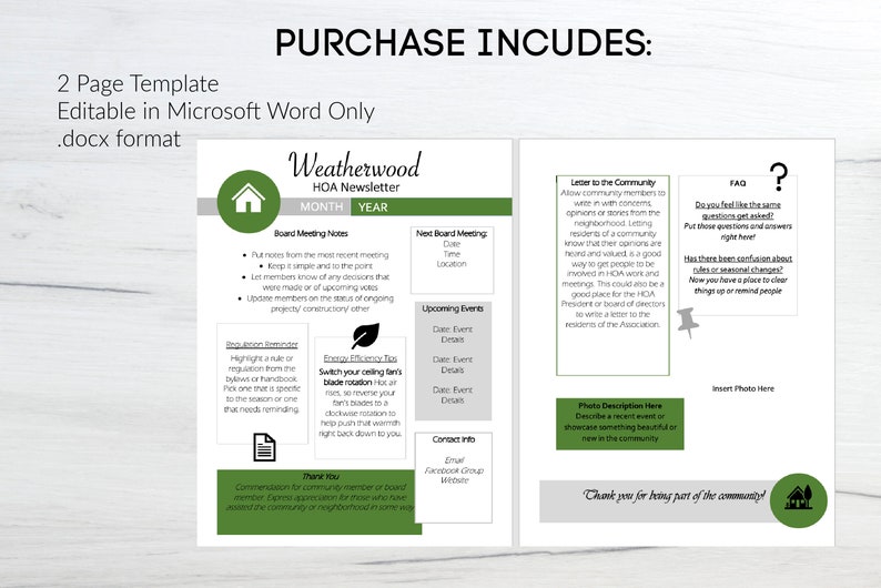 HOA Newsletter/ Neighborhood Newsletter/ Editable Newsletter Template ...