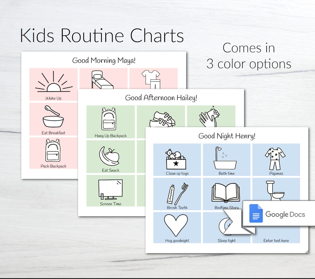 Kids Daily Routine Chart | Picture Routine | Responsibility Chart ...
