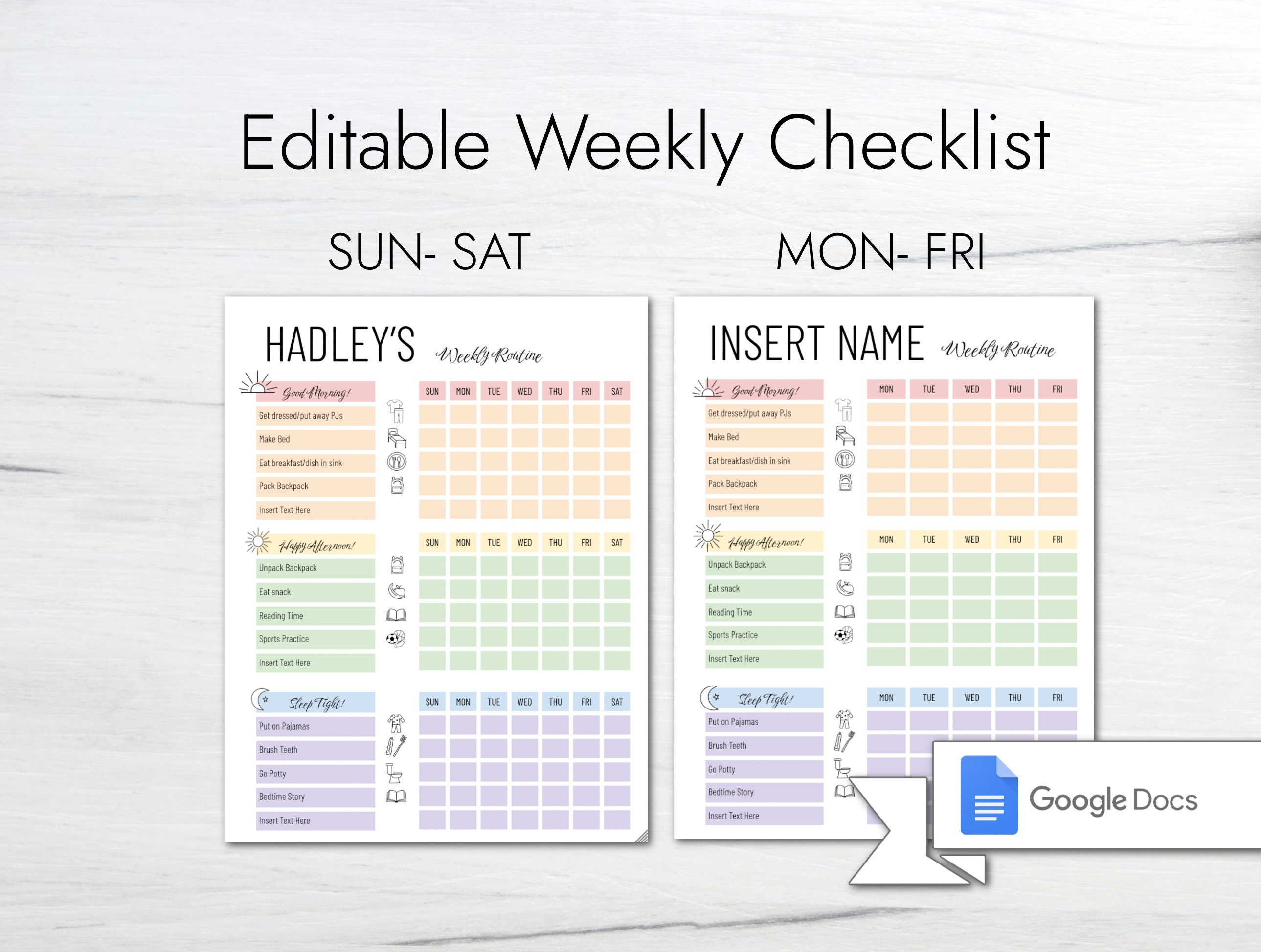 Checklist Template For Kids