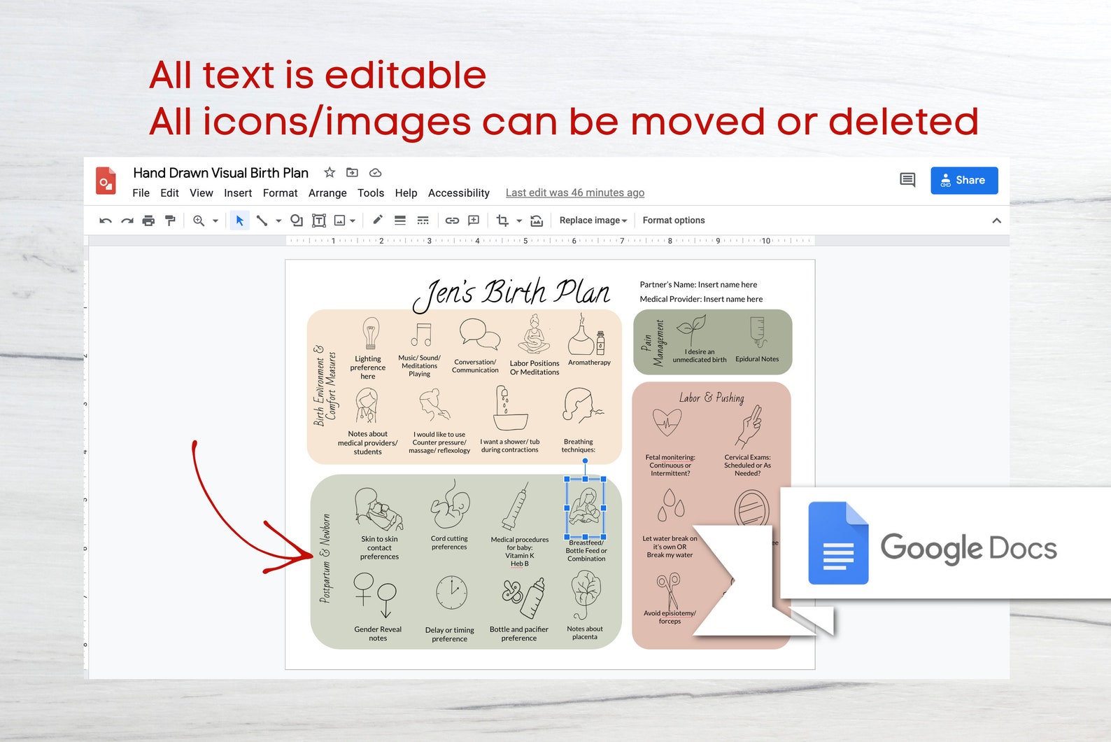 Visual Birth Plan Bundle/ Birth Plan Template/ Editable Birth - Etsy