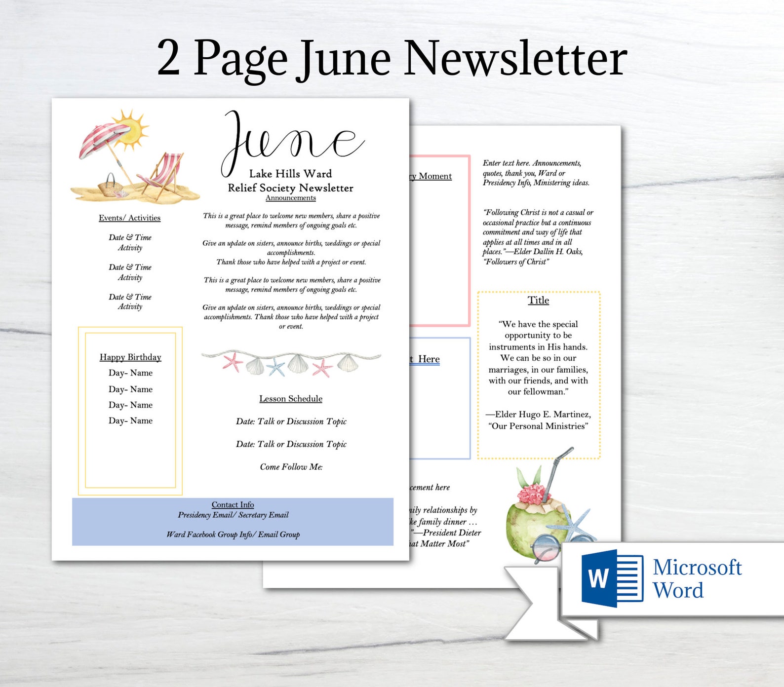 Monthly Newsletter Templates/ Full Year | Newsletter Template Editable ...