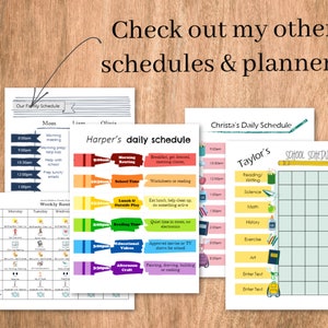 Editable Schedule/ Editable Homeschool Schedule/ Schedule for Kids ...