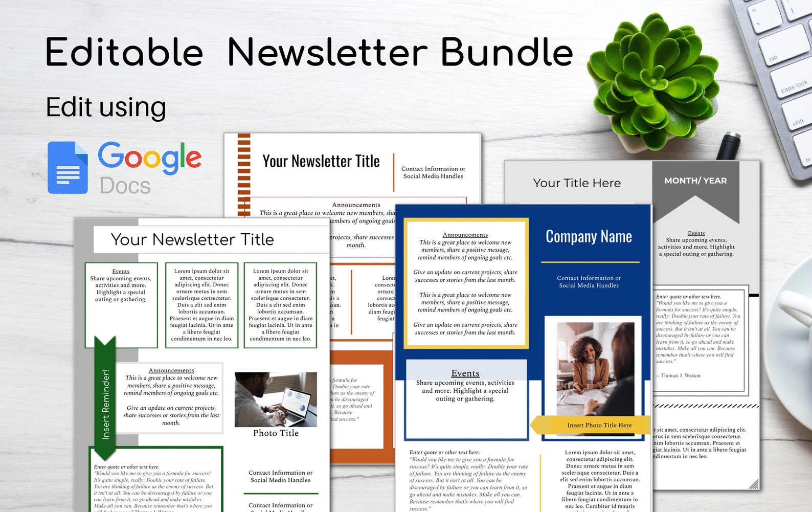 Editable Newsletter Templates for Google Docs/ Digital - Etsy