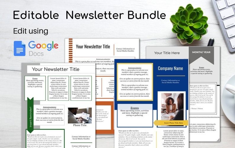 Editable Newsletter Templates for Google Docs/ Digital Newsletter ...