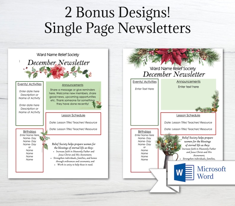 Editable Newsletter for Christmas/ December Newsletter/ LDS Newsletter ...