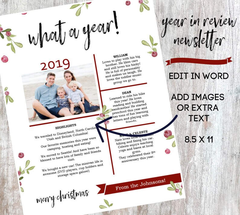Year in Review Christmas Card/ Year in Review Newsletter Template ...