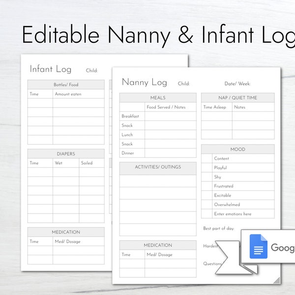 Childcare Timesheet - Etsy