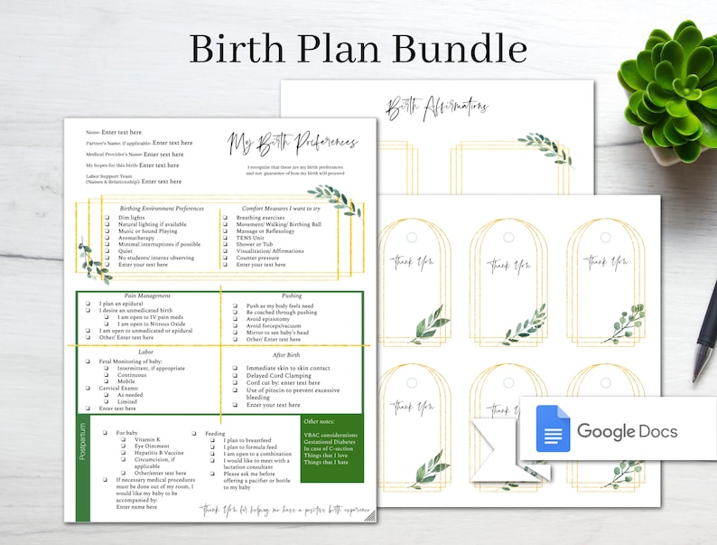 Birth Preferences/ Birth Plan Template/ Editable Birth Plan/ - Etsy