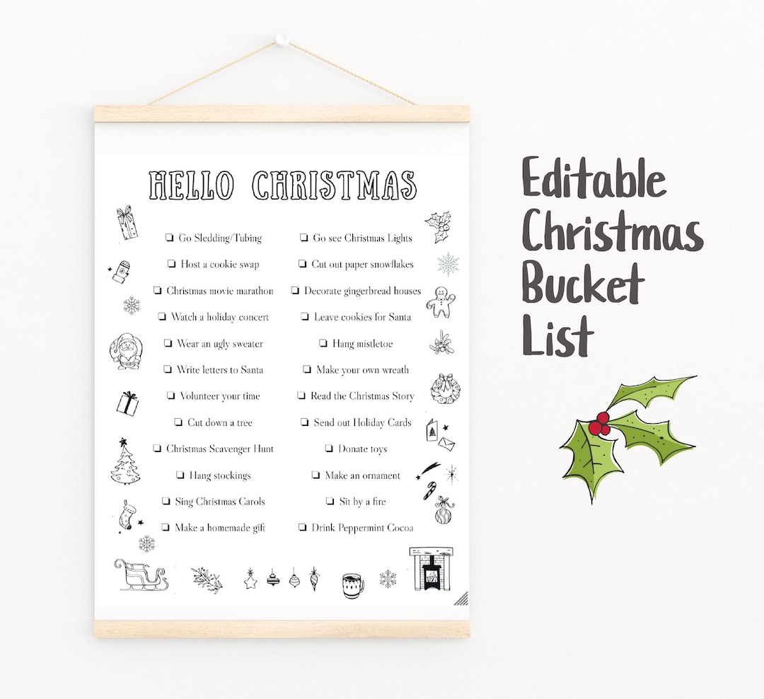 Editable Christmas Bucket List Poster/ Printable Advent Countdown ...