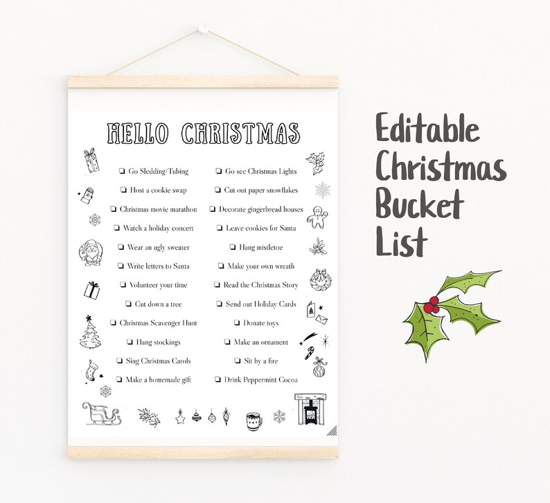 Editable Christmas Bucket List Poster/ Printable Advent - Etsy
