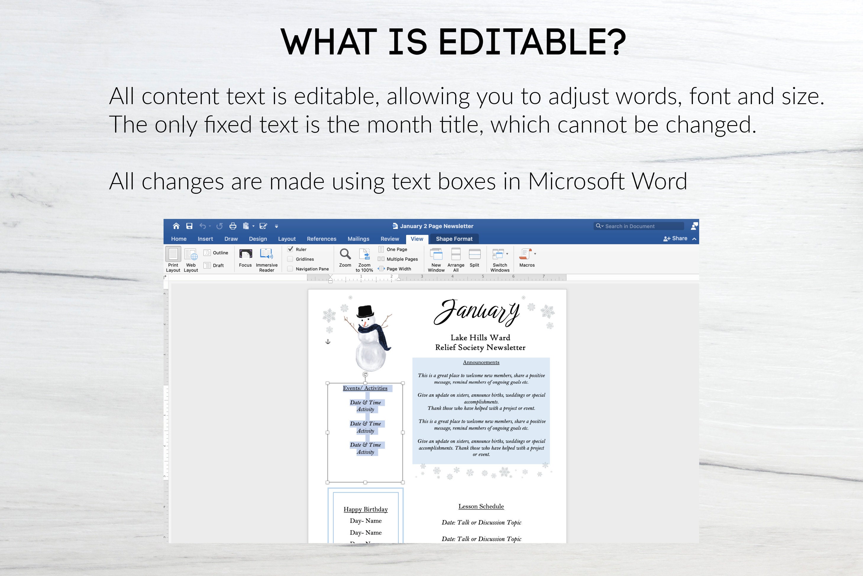 Editable January Newsletter Template/ MS Word Newsletter - Etsy
