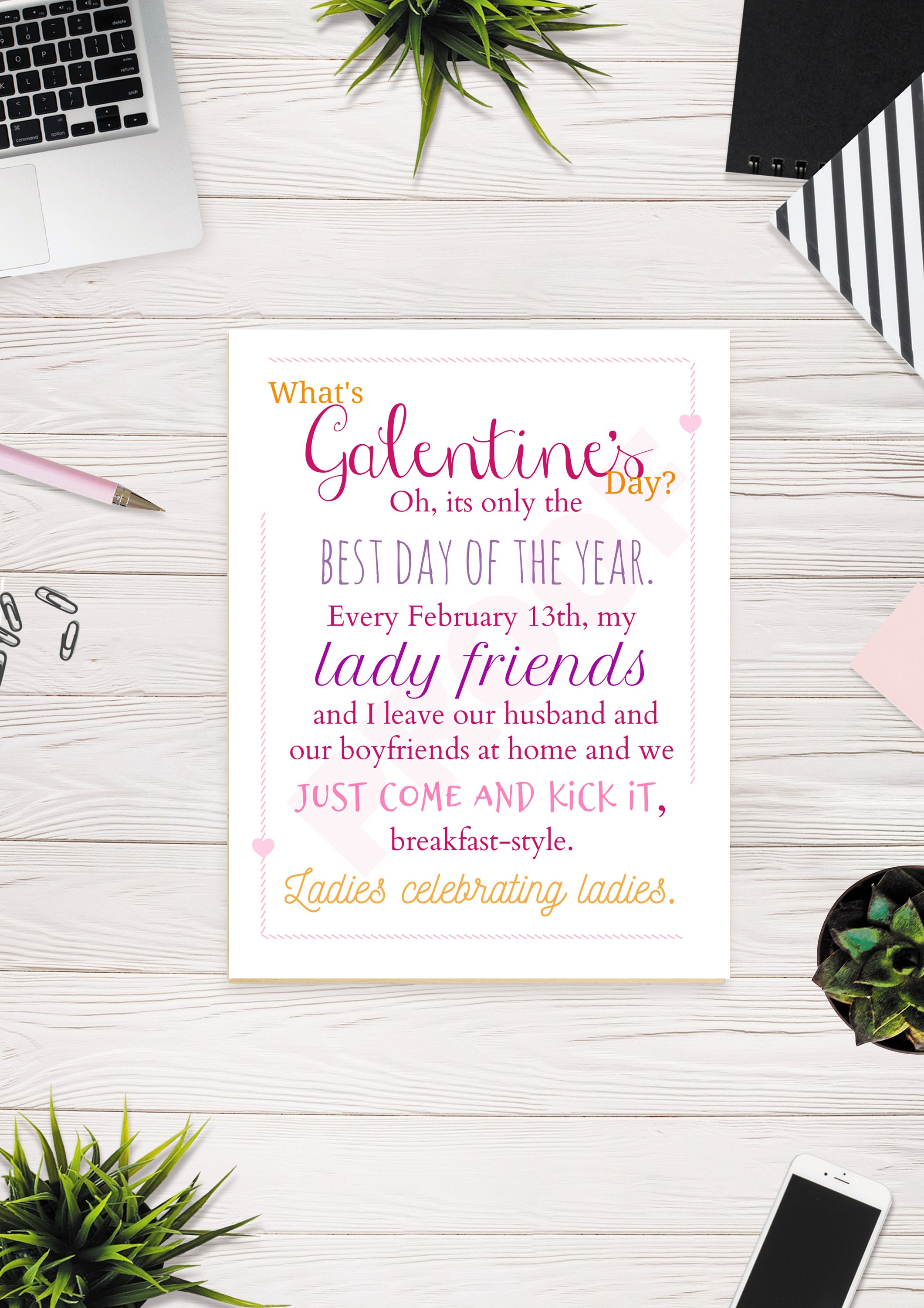 Galentines Day Printable / What's Galentine's Day Quote / Ladies ...