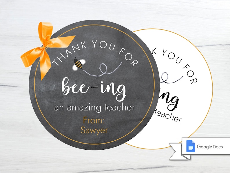 Editable Bee Teacher Appreciation Gift Tag / Honey Teacher Gift / Bee ...