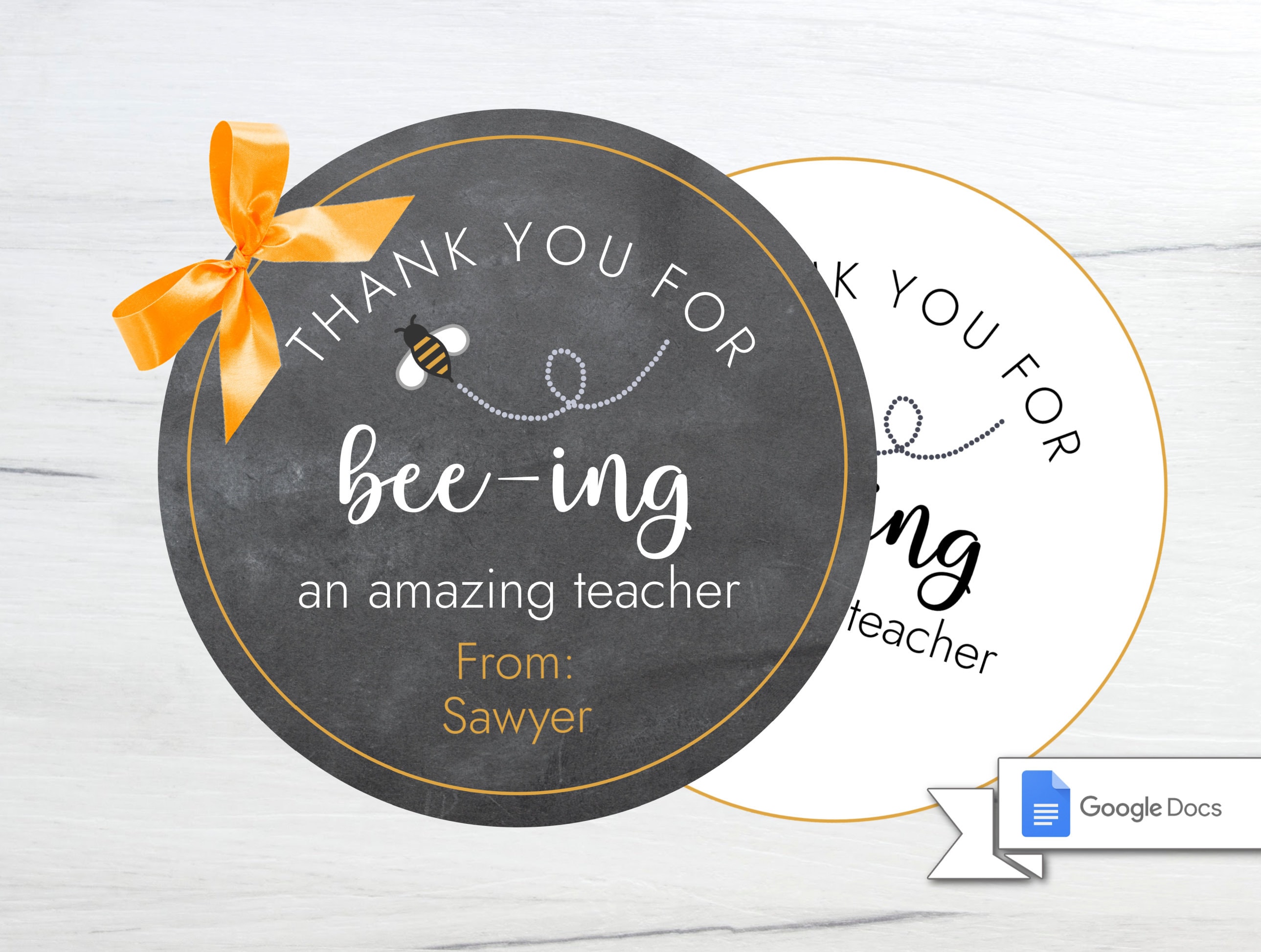 Editable Bee Teacher Appreciation Gift Tag / Honey Teacher Gift / Bee ...