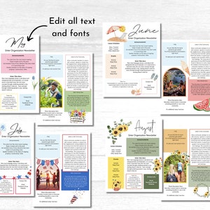 Monthly Newsletter Bundle/ Full Year Editable Newsletter Template ...