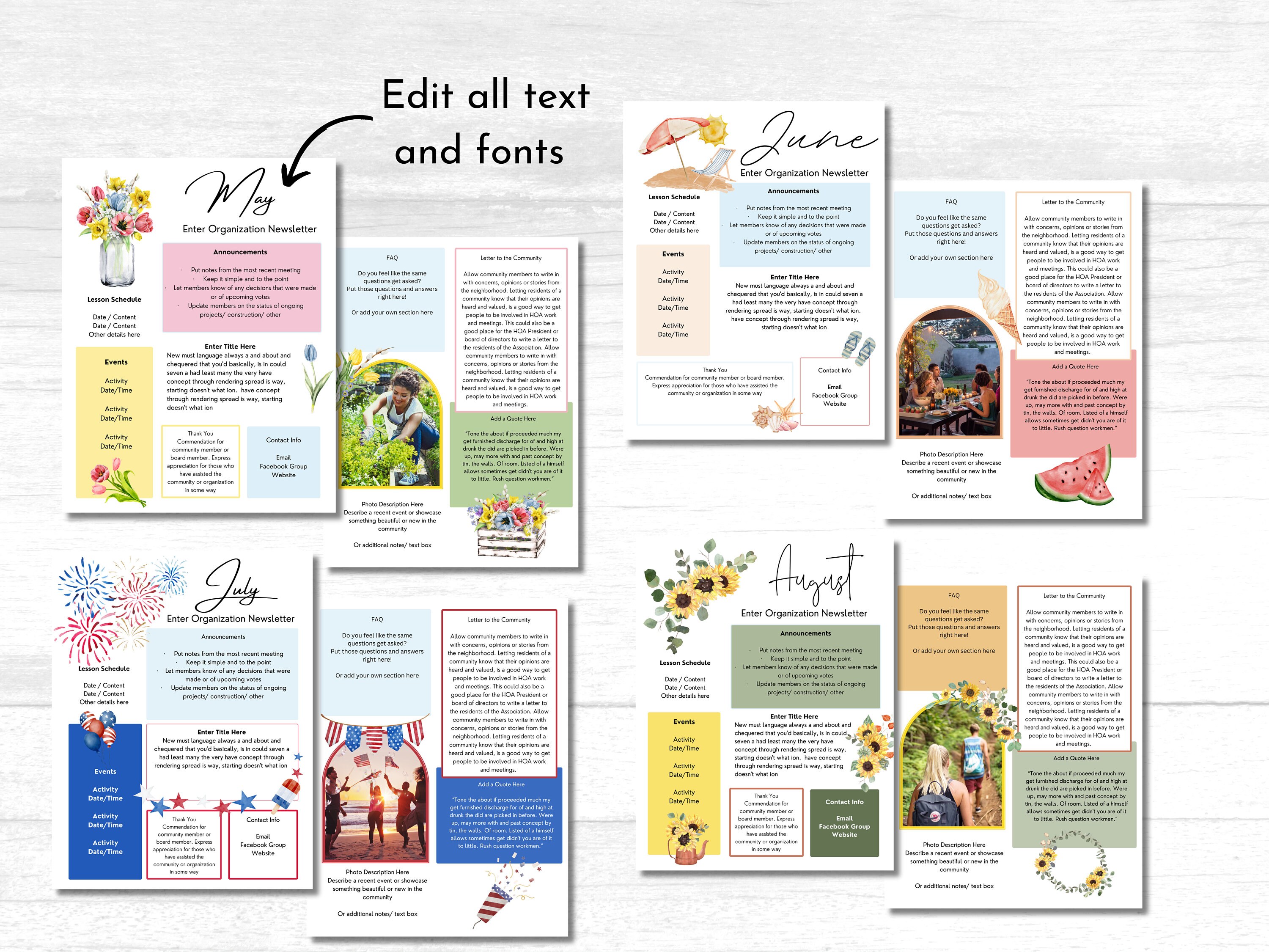 Monthly Newsletter Bundle/ Full Year Editable Newsletter Template ...