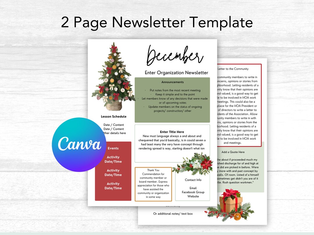 Canva December Newsletter Template/ Editable Christmas Newsletter ...