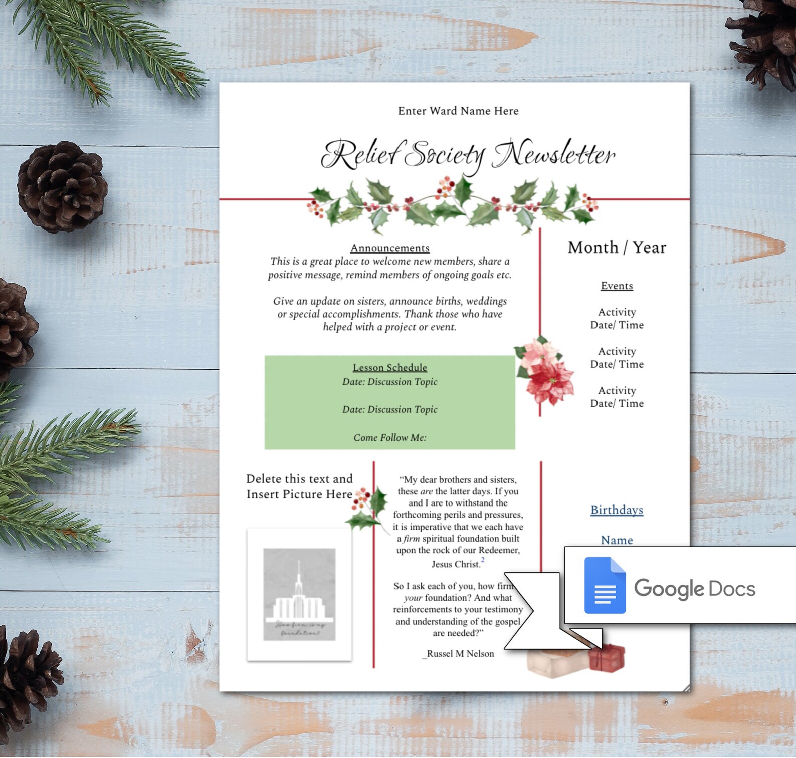 Editable Relief Society Newsletter for Christmas/ December - Etsy