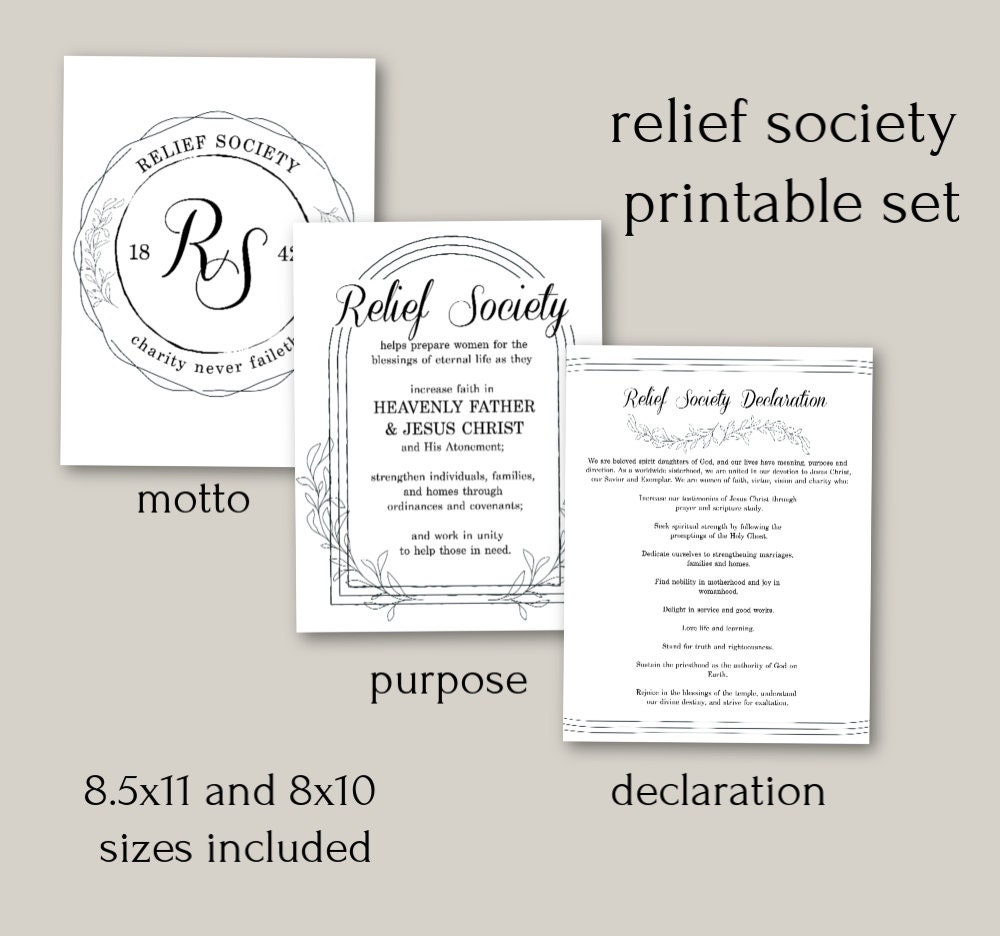 Relief Society Purpose Motto Declaration/ Relief Society | Etsy
