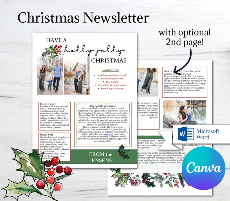 Family Christmas Newsletter Template / Year in Review Newsletter With ...