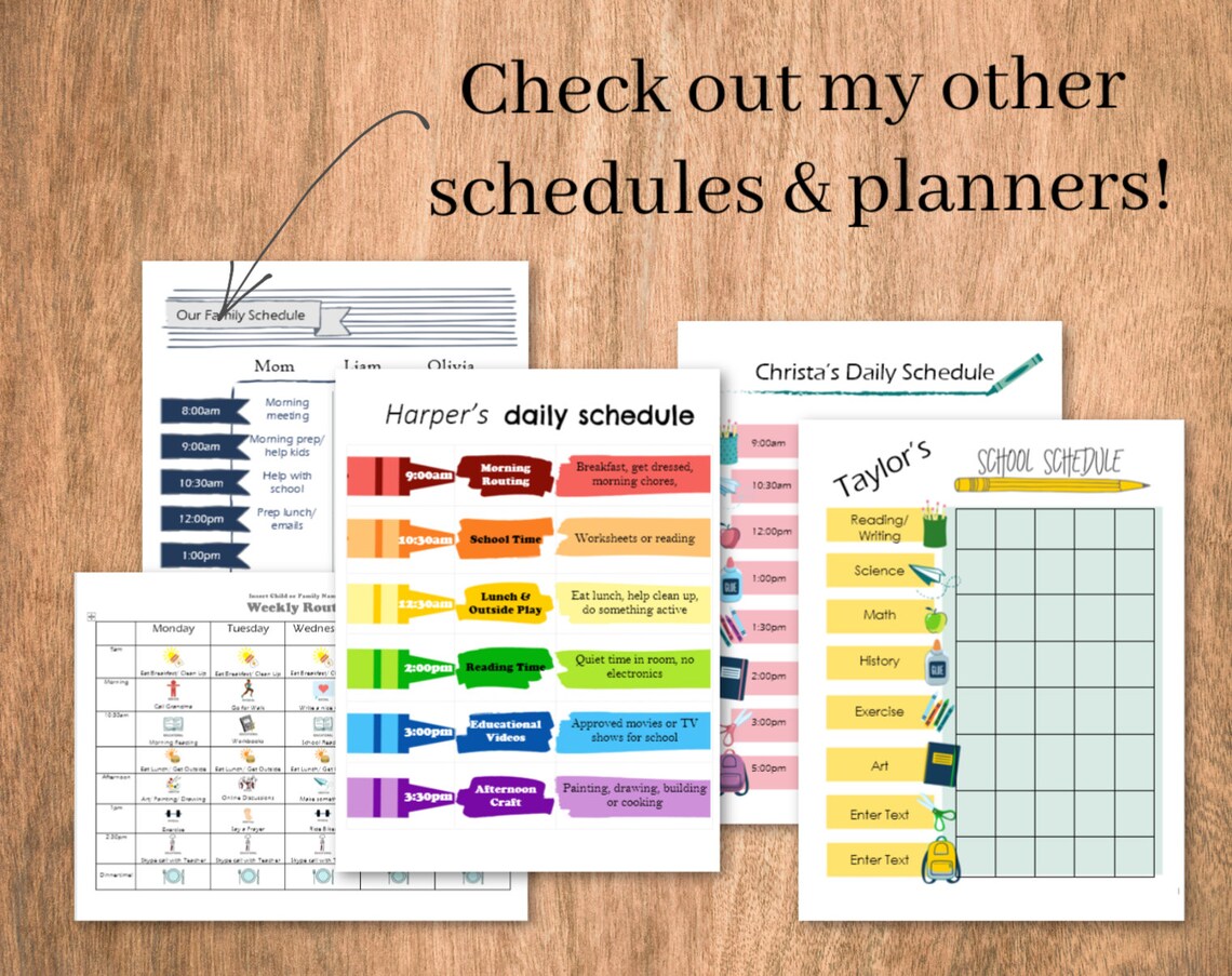 Editable Schedule/ Editable Homeschool Schedule/ Schedule for | Etsy