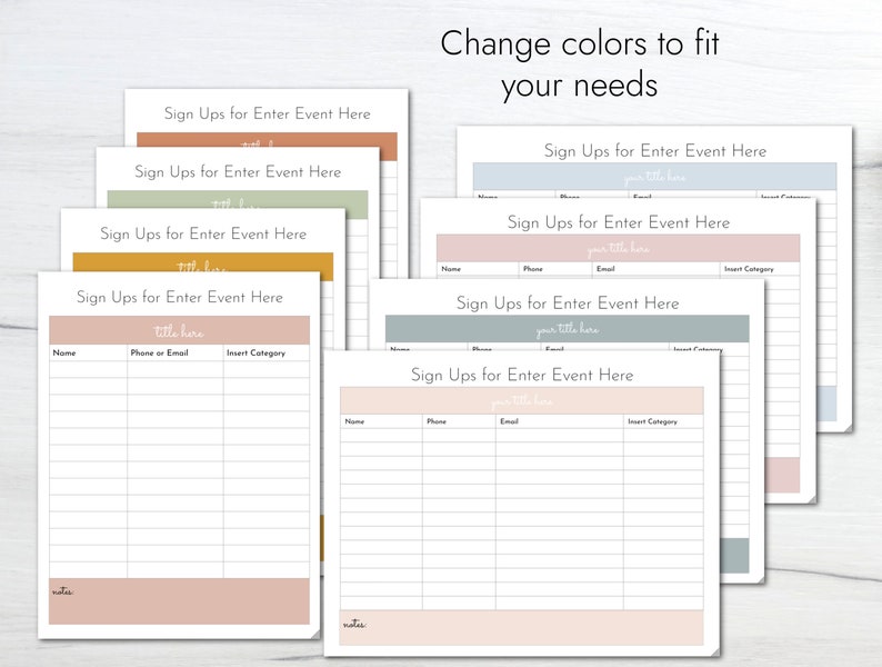 Editable Sign up Sheet Template / Printable Sign up Form / Sign in ...