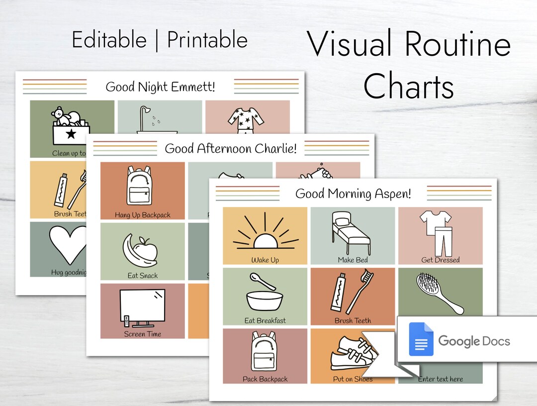 Kids Daily Routine Chart | Editable Routine | Responsibility Chart ...