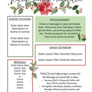 Editable Relief Society Newsletter for Christmas/ December - Etsy