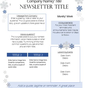 Editable Newsletter Template/ MS Word Newsletter Template/ Business ...