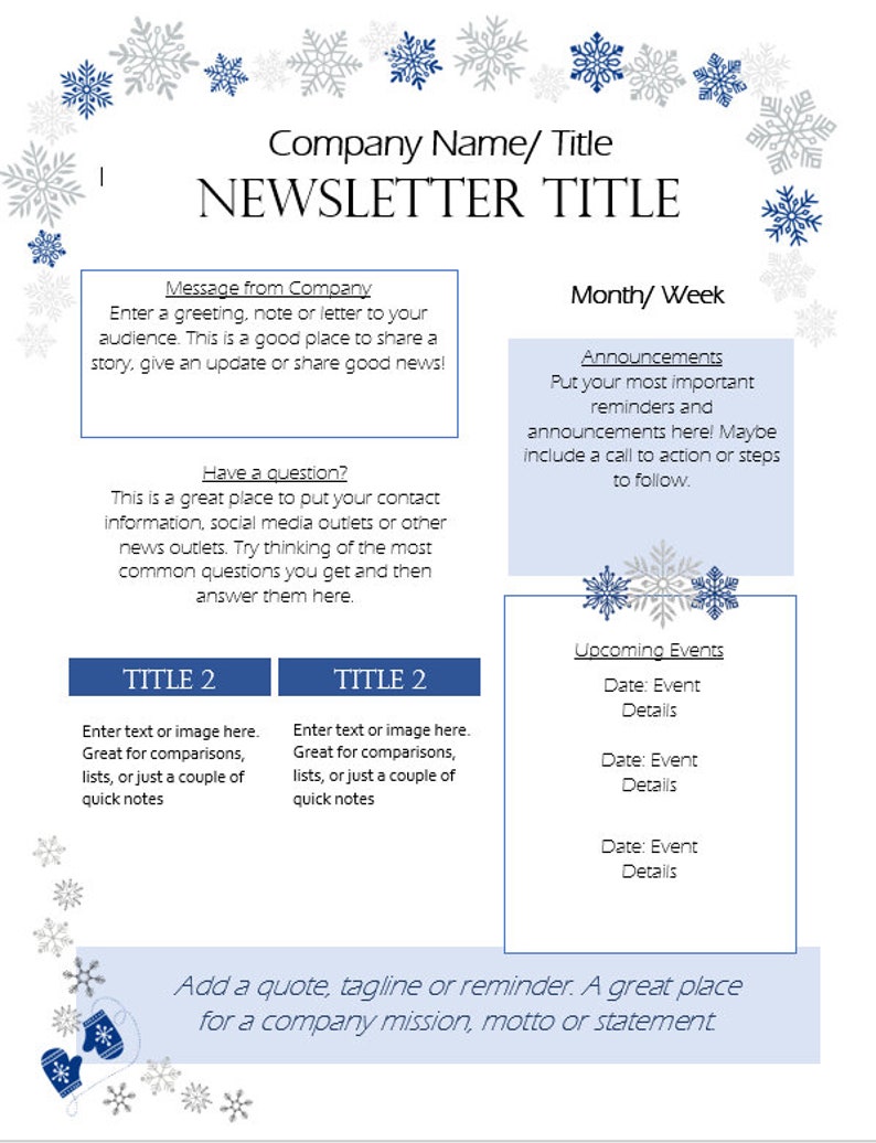 Editable Newsletter Template/ MS Word Newsletter Template/ Business ...