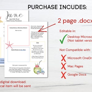 Editable June Newsletter Template/ MS Word Newsletter Template ...