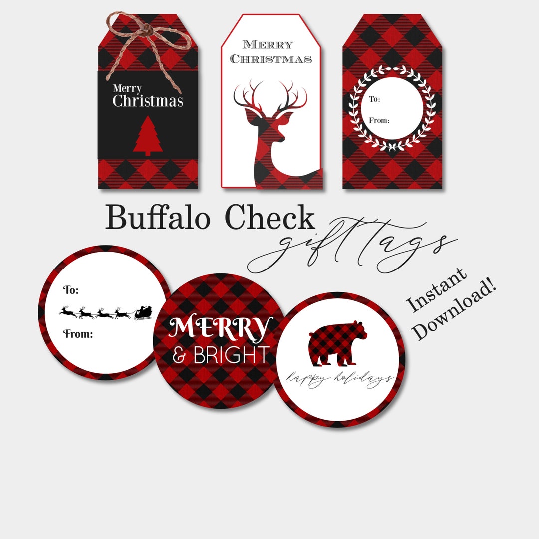 Buffalo Check Gift Tag/ Buffalo Plaid/ Christmas Gift Tag/ Printable ...