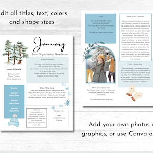 Canva January Newsletter Template/ Editable Winter Newsletter Template ...