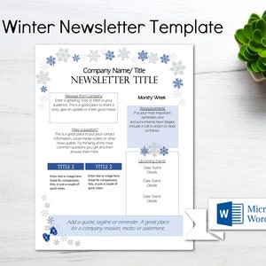 Editable Newsletter Template/ MS Word Newsletter Template/ Business ...