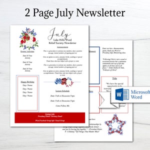 Editable July Newsletter Template/ MS Word Newsletter Template ...