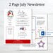 Editable July Newsletter Template/ MS Word Newsletter Template ...