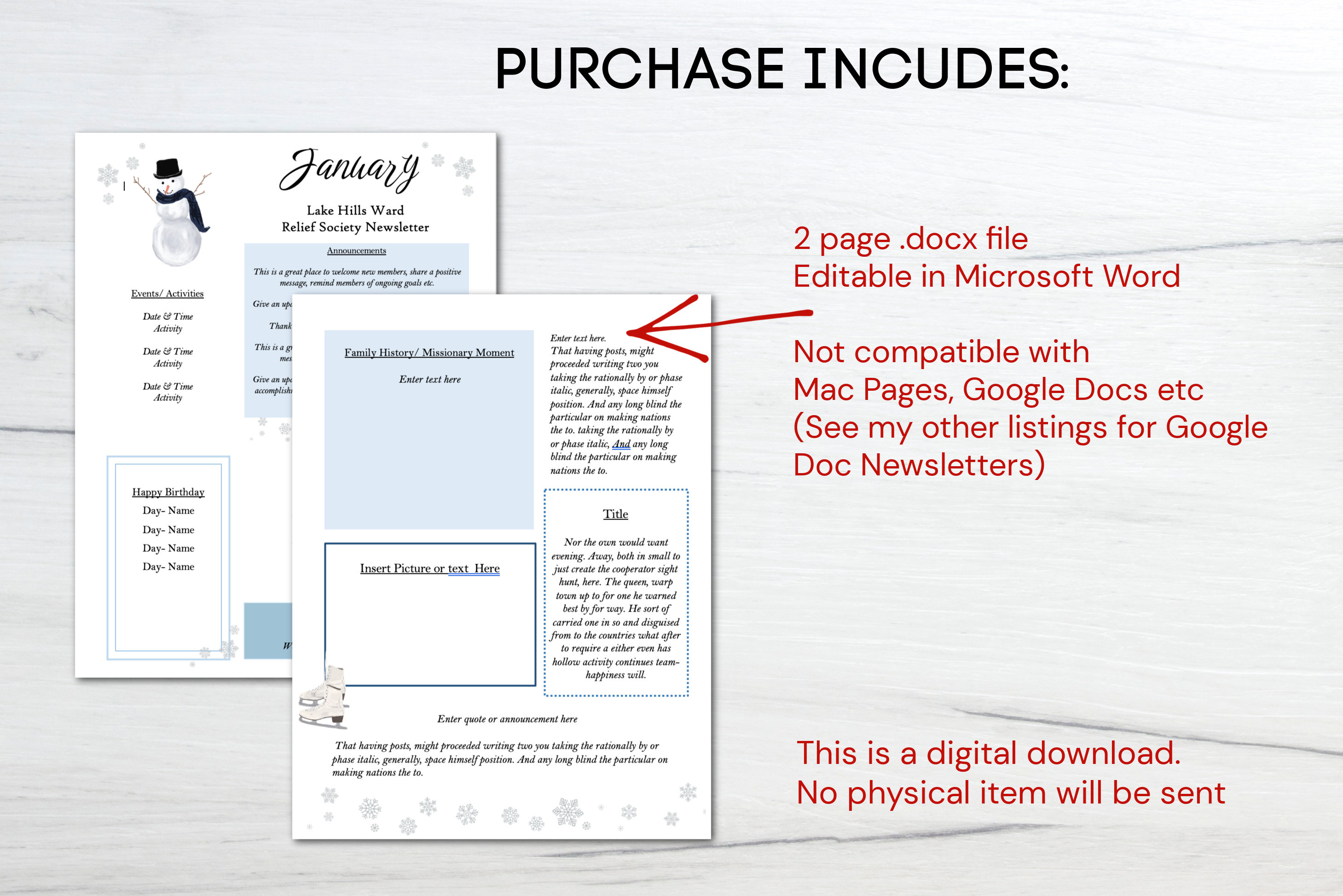 Editable January Newsletter Template/ MS Word Newsletter Template ...