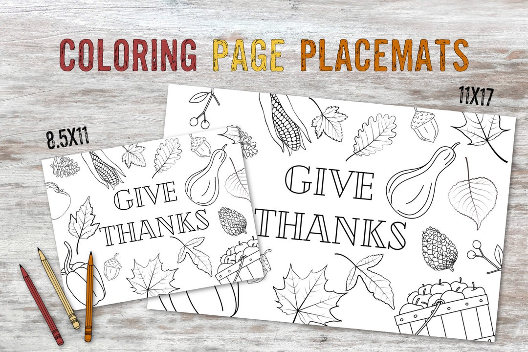 Thanksgiving Printable/ Coloring Page Placemat/ Thankful Printable ...