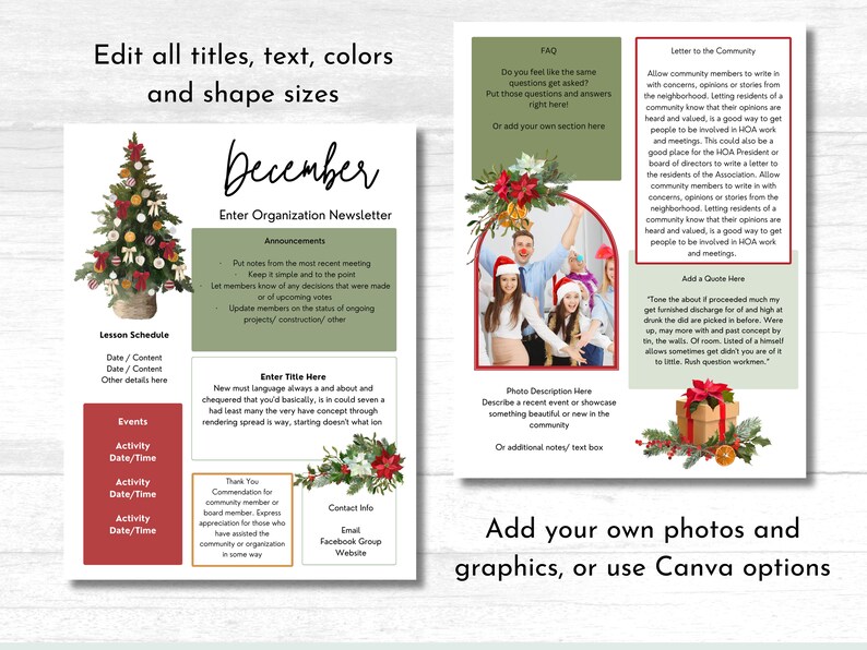 Canva December Newsletter Template/ Editable Christmas Newsletter ...