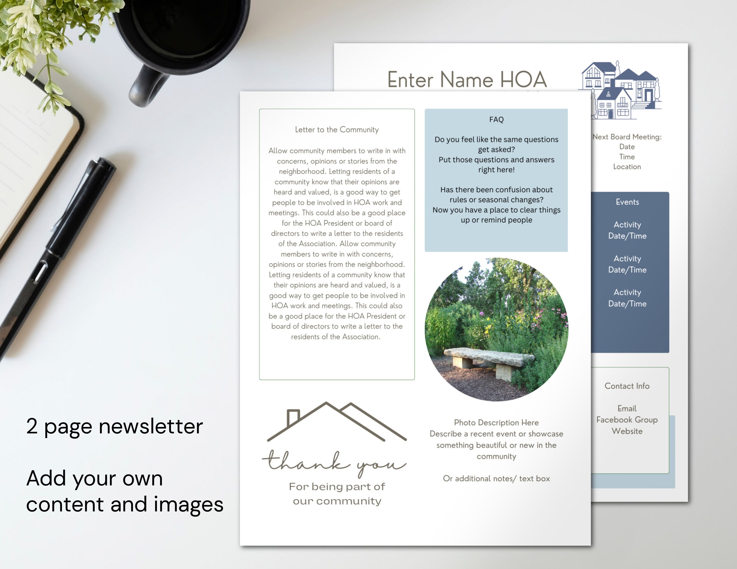 HOA Newsletter/ Neighborhood Newsletter/ Editable Newsletter Template ...